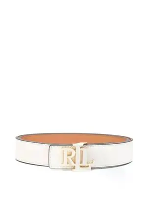 Ralph Lauren Logo Buckle Leather Belt - White