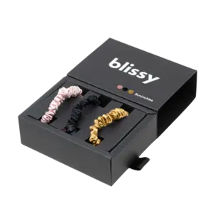 BLISSY Skinny Scrunchies - Black/gold/pink