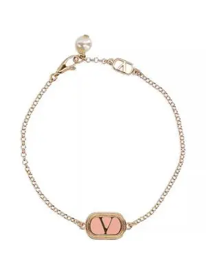 Valentino Garavani Logo Pearl Bronze Bracelet - Gold