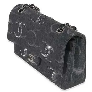 Chanel Denim Sequin Cc Classic Flap Bag