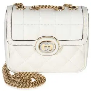 Gucci Quilted Calfskin Deco Chain Bag - White