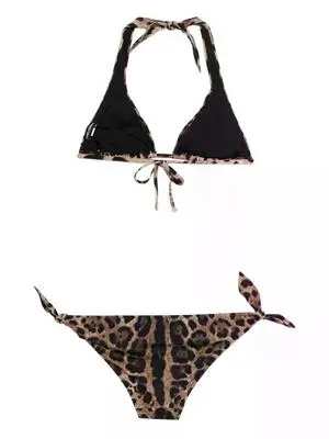 Dolce & Gabbana Leopard-print Tie Bikini