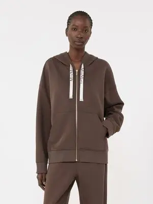Max Mara Technical Cotton Jersey Zip-up Sweatshirt - Chocolate