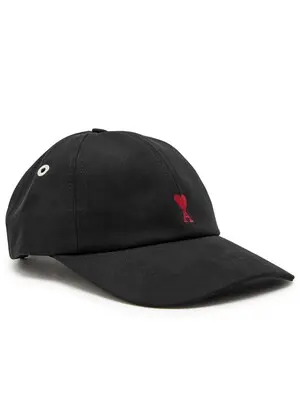 Ami Logo-embroidered Cotton Cap - Black
