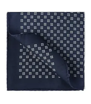 Brunello Cucinelli Silk Printed Pocket Square - Blue