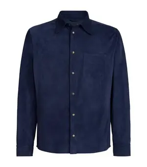 Brunello Cucinelli Suede Shirt - Blue