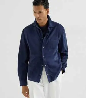 Brunello Cucinelli Suede Shirt - Blue