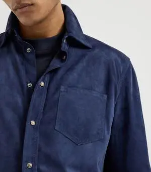 Brunello Cucinelli Suede Shirt - Blue