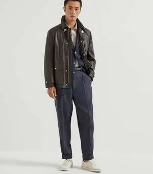Brunello Cucinelli Leather Field Jacket - Brown