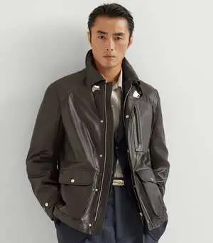 Brunello Cucinelli Leather Field Jacket - Brown