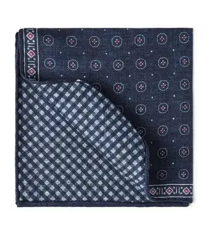 Brunello Cucinelli Silk Printed Pocket Square - Blue