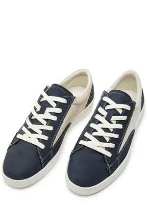 JUDE LLOW Nico Panelled Grained Leather Sneakers - Navy
