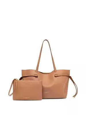 GIANNI CHIARINI Grained Tote Bag With Drawstring Detail - Neutrals