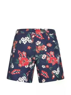Moncler Floral-print Swim Shorts - Blue