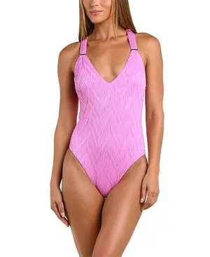 SUNSHINE 79 Ethereal Echo V-plunge One-piece - Blush