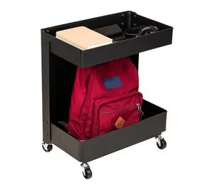 MIND READER 2-tier Under Desk Rolling Cart, Bla Ck