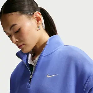 Nike Sportswear Phoenix Fleece Oversized 1/4-zip Long Sweatshirt - Blue