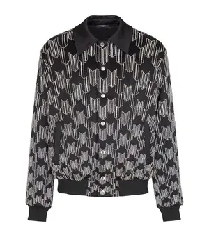 Balmain Satin Houndstooth Bomber Jacket