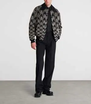 Balmain Satin Houndstooth Bomber Jacket