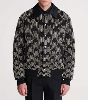 Balmain Satin Houndstooth Bomber Jacket
