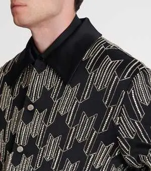 Balmain Satin Houndstooth Bomber Jacket