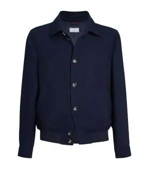 Brunello Cucinelli Silk-linen-wool Overshirt - Blue