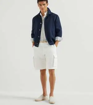 Brunello Cucinelli Silk-linen-wool Overshirt - Blue