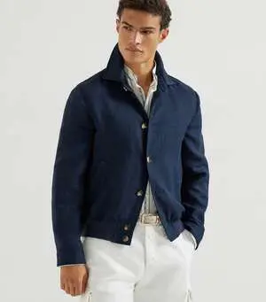 Brunello Cucinelli Silk-linen-wool Overshirt - Blue