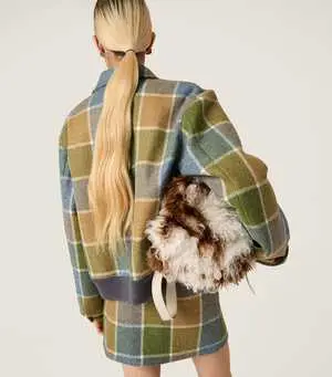 Miu Miu Wool Check Bomber Jacket - Brown