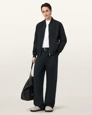 ALLSAINTS Conway Wide Leg Pleated Trousers - Blue