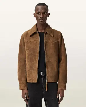 ALLSAINTS Dellcot Suede Jacket - Brown