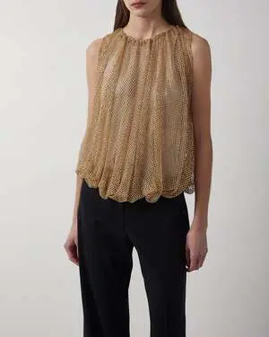 Sportmax Mesh Sleeveless Top - Camel