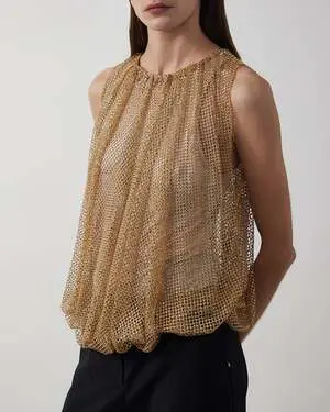 Sportmax Mesh Sleeveless Top - Camel