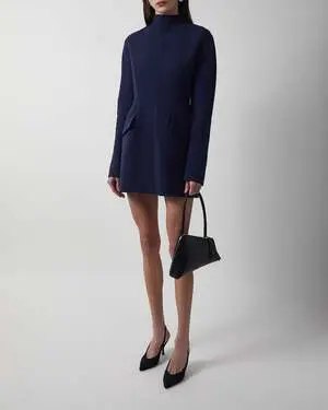 Sportmax Spxtefrite" Mini Dress With High Neckline And Zip Closure - Midnight
