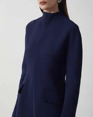 Sportmax Spxtefrite" Mini Dress With High Neckline And Zip Closure - Midnight