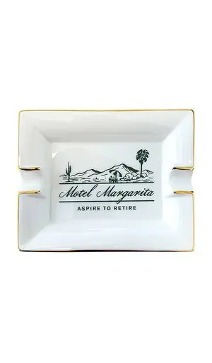 MOTEL MARGARITA Landscape Ashtray In White - White & Gold