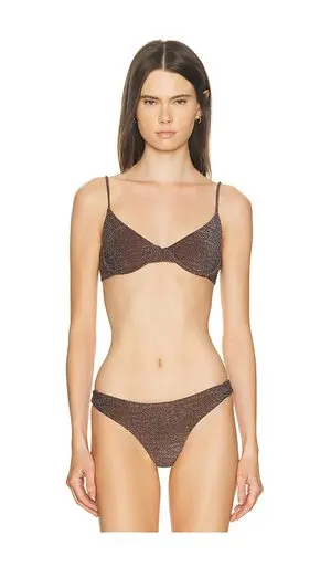 Mikoh Lurex Bosa Bikini Top - Lurex Chocolate