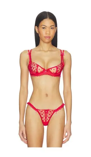 For Love & Lemons Cross Stitch Hearts Underwire Bra - Red