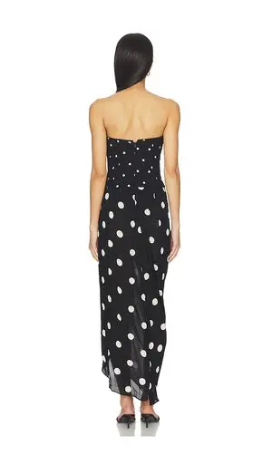 ADRIANA DEGREAS Polka Dot Strapless Midi Dress
