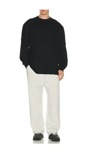 SKIMS Heavyweight Cotton Long Sleeve T-shirt In Black - Obsidian
