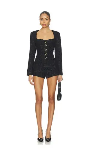 Majorelle Selene Tweed Romper - Black Metallic