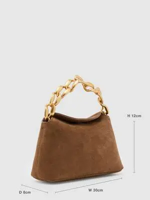 REISS Peony Suede Chain Grab Bag