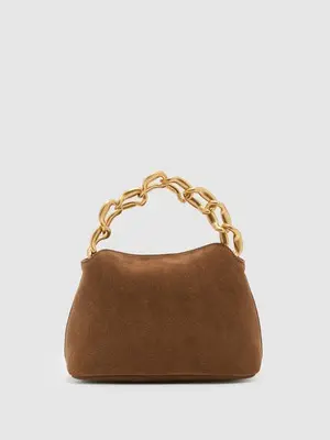 REISS Peony Suede Chain Grab Bag
