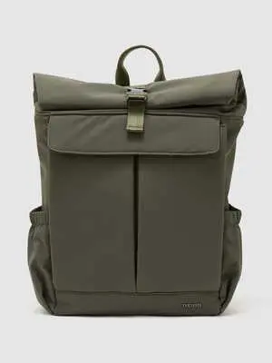 REISS Technical Roll-top Backpack - Khaki Green