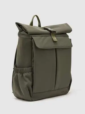 REISS Technical Roll-top Backpack - Khaki Green