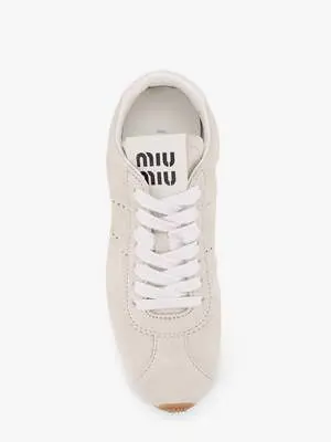 Miu Miu Plume Suede Sneakers - White