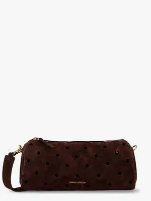 Manu Atelier Mini Cylinder Suede Bag - Brown