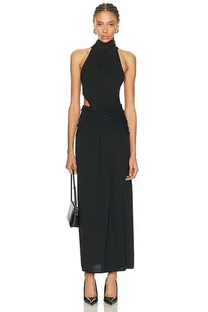Johanna Ortiz Retro Drape Maxi Dress - Black
