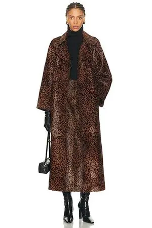 Nour Hammour Althea Pony Hair Trench Coat - Deep Leopard