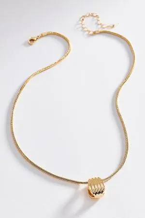 Anthropologie Textured Pendant Necklace - Gold